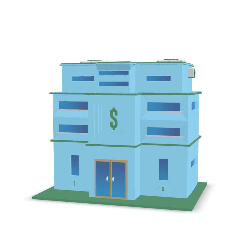 Cartoon Bank Building 3D Model Free glb Download - Get3DModels